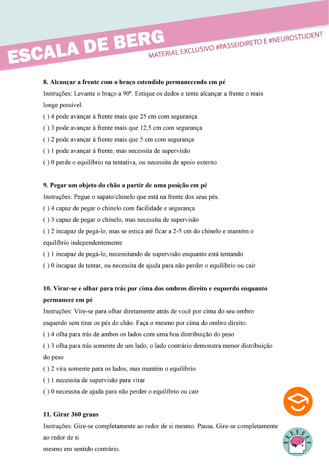 ESCALA DE BERG - EEB - Semiologia Médica