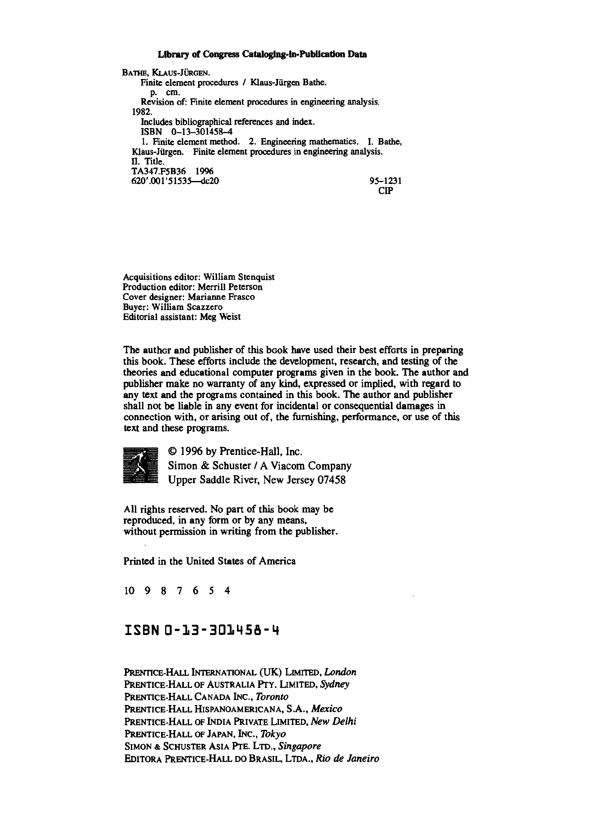 FEM Finite Element Procedures K. J. Bathe 1996 - Elementos Finitos