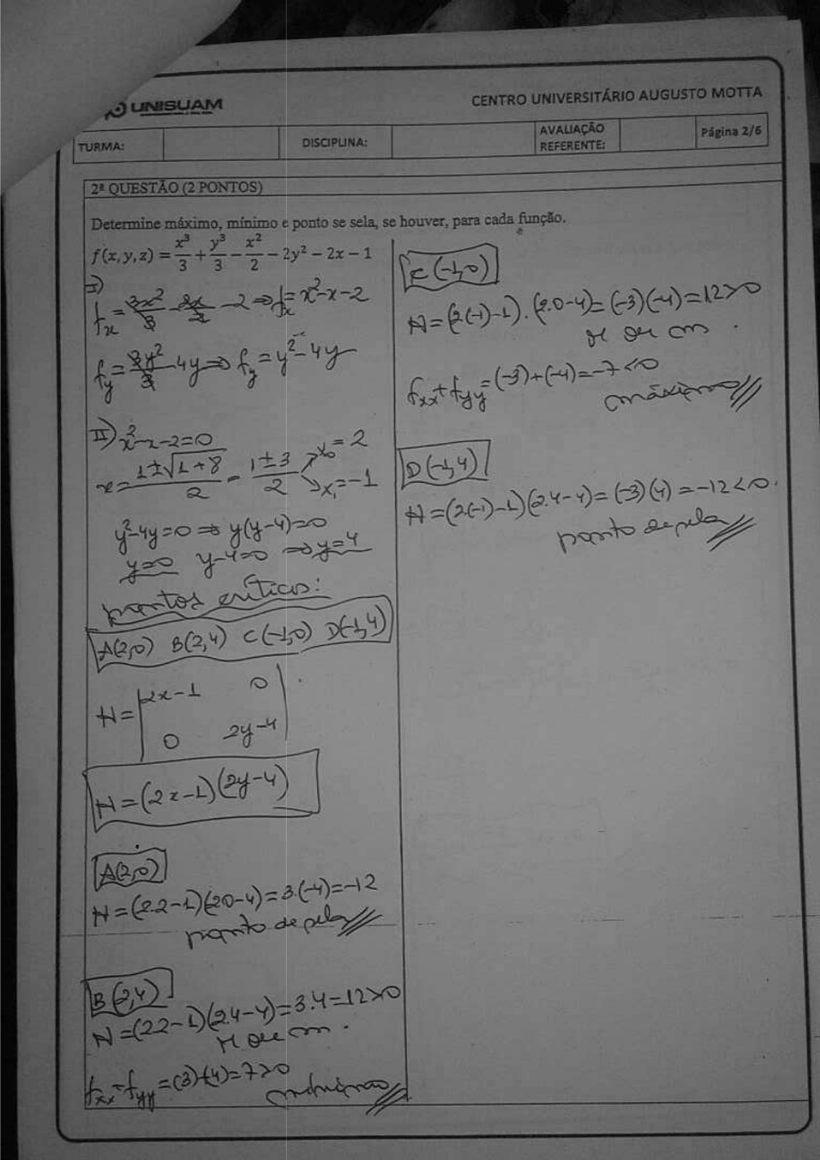 Cálculo III - a2 - Profº Tadeu - Cálculo III