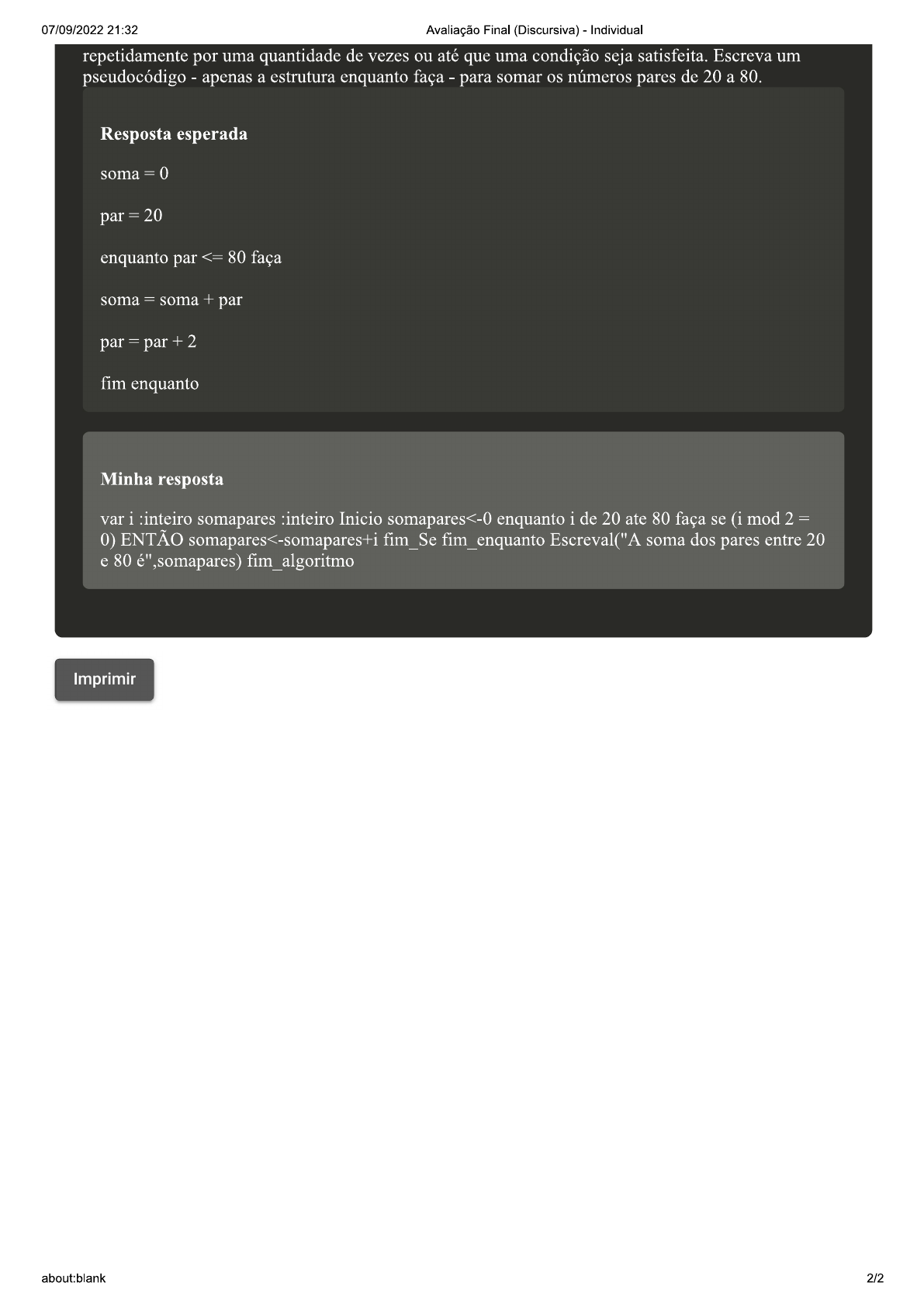 Lógica e Técnicas de Programação av3 - Lógica e Técnicas de Programação