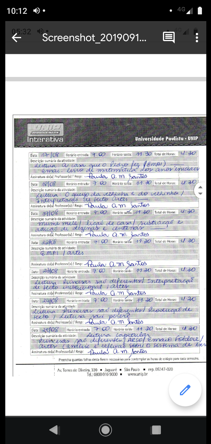 ficha cee pedagogia unip - Pedagogia