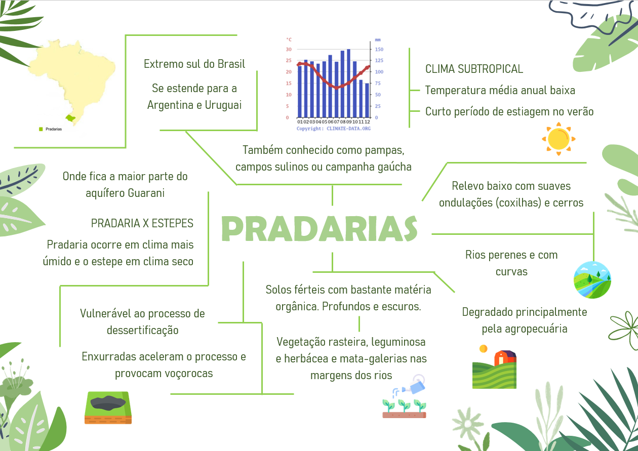 Mapa Da Pradaria Videoaula Sobre Bioma | Pradaria Brasil Escola