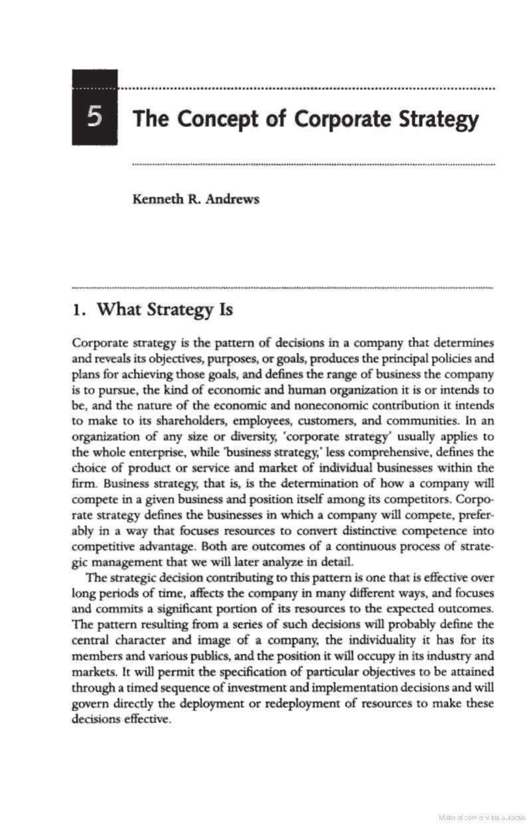 Andrews 1971 The concept of corporate strategy - Estratégia Empresarial