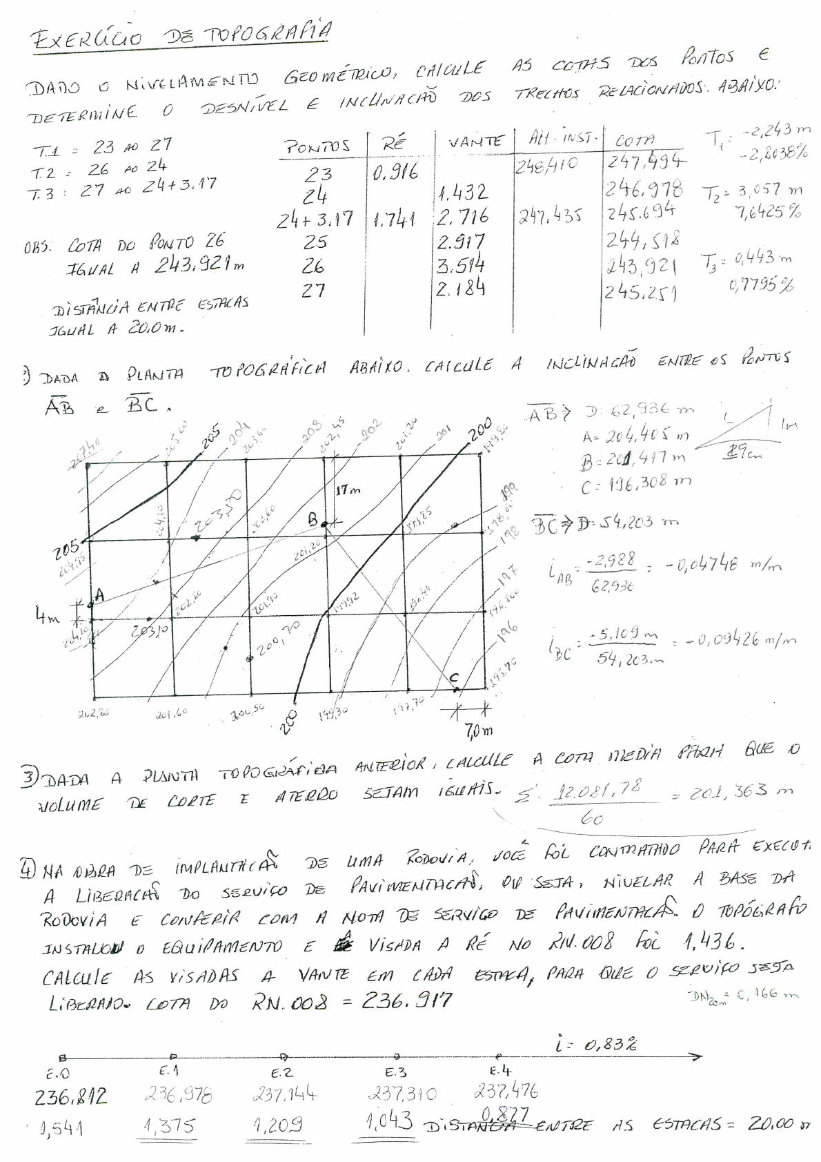 Exercicio De Topografia Resolvido - BRAINCP Exercicio De Topografia Resolvido - BRAINCP