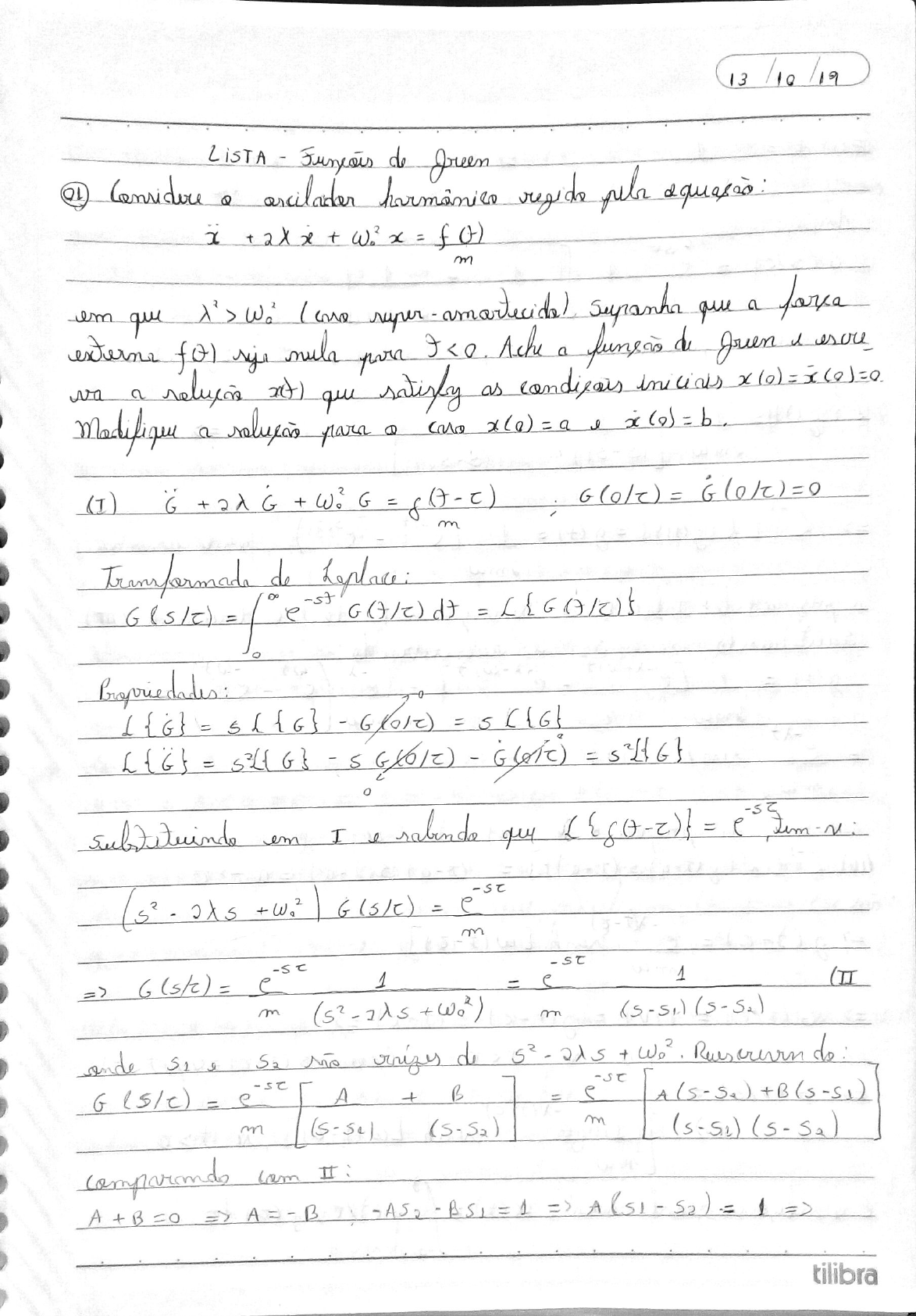 Exercícios resolvidos Butkov-funções de Green - Física Matemática