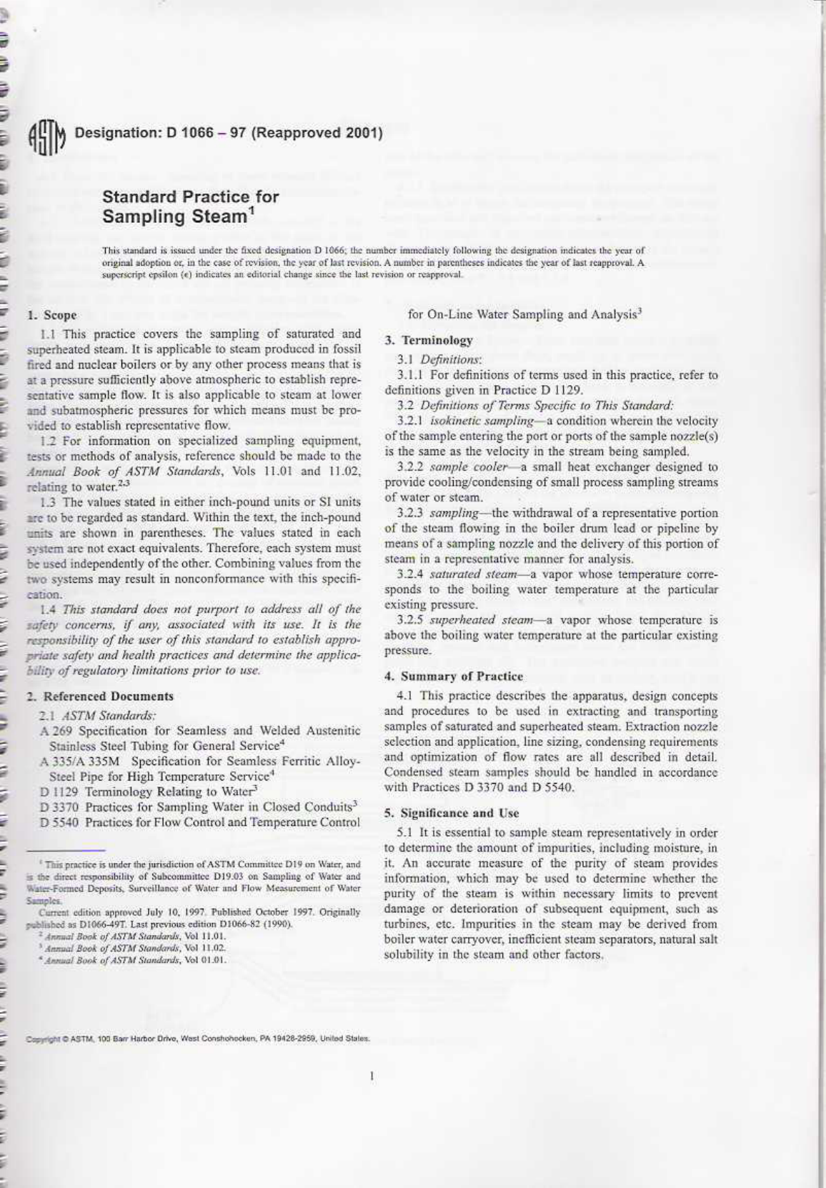 ASTM D 1066-97 Sampling Steam - Desenho Mecânico