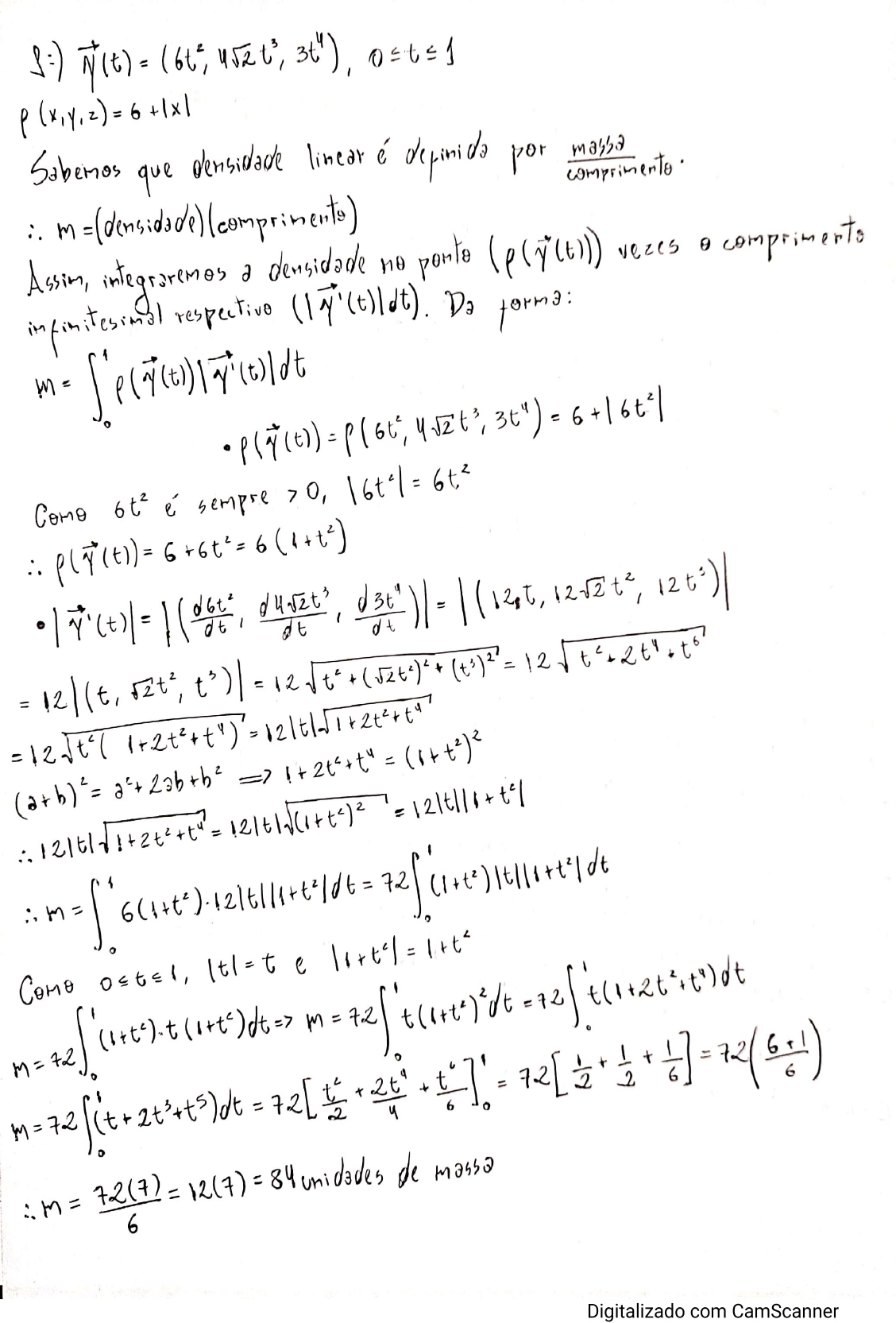 Cálculo (III) - Integral de Linha e Trabalho em Campo Vetorial ... Cálculo (III) - Integral de Linha e Trabalho em Campo Vetorial ...