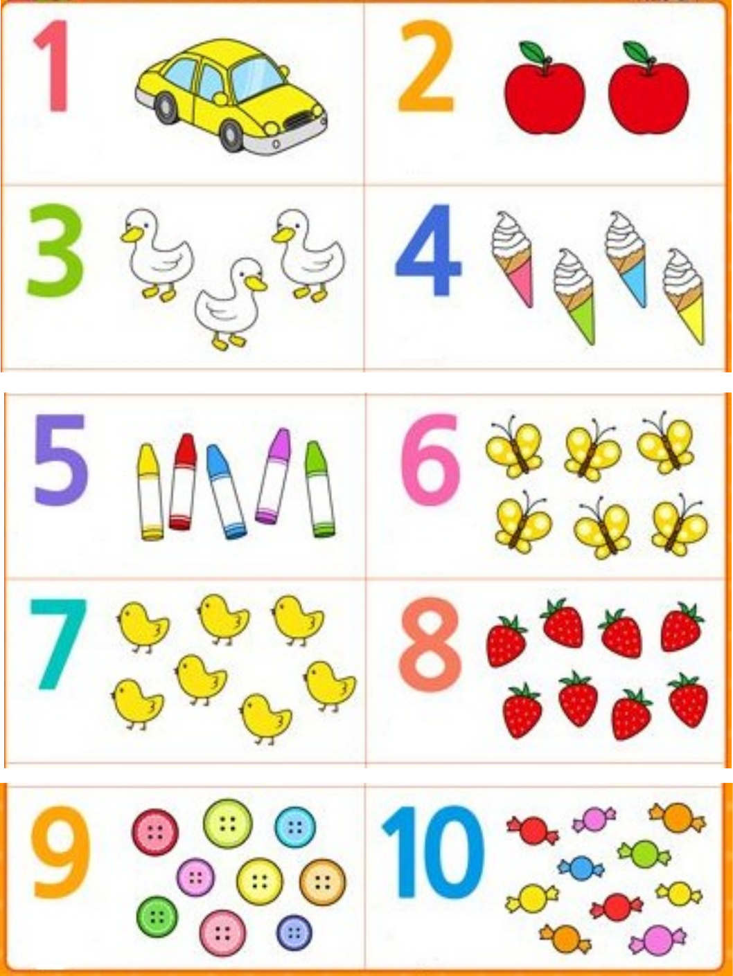 Cartões numerais colorido - Educação Infantil