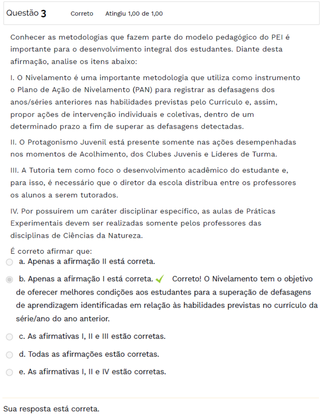 2 2 - EFAPE - MÓDULO 2 PROGRAMA ENSINO INTEGRAL (PEI) QUESTÕES OBJETIVAS - Pedagogia