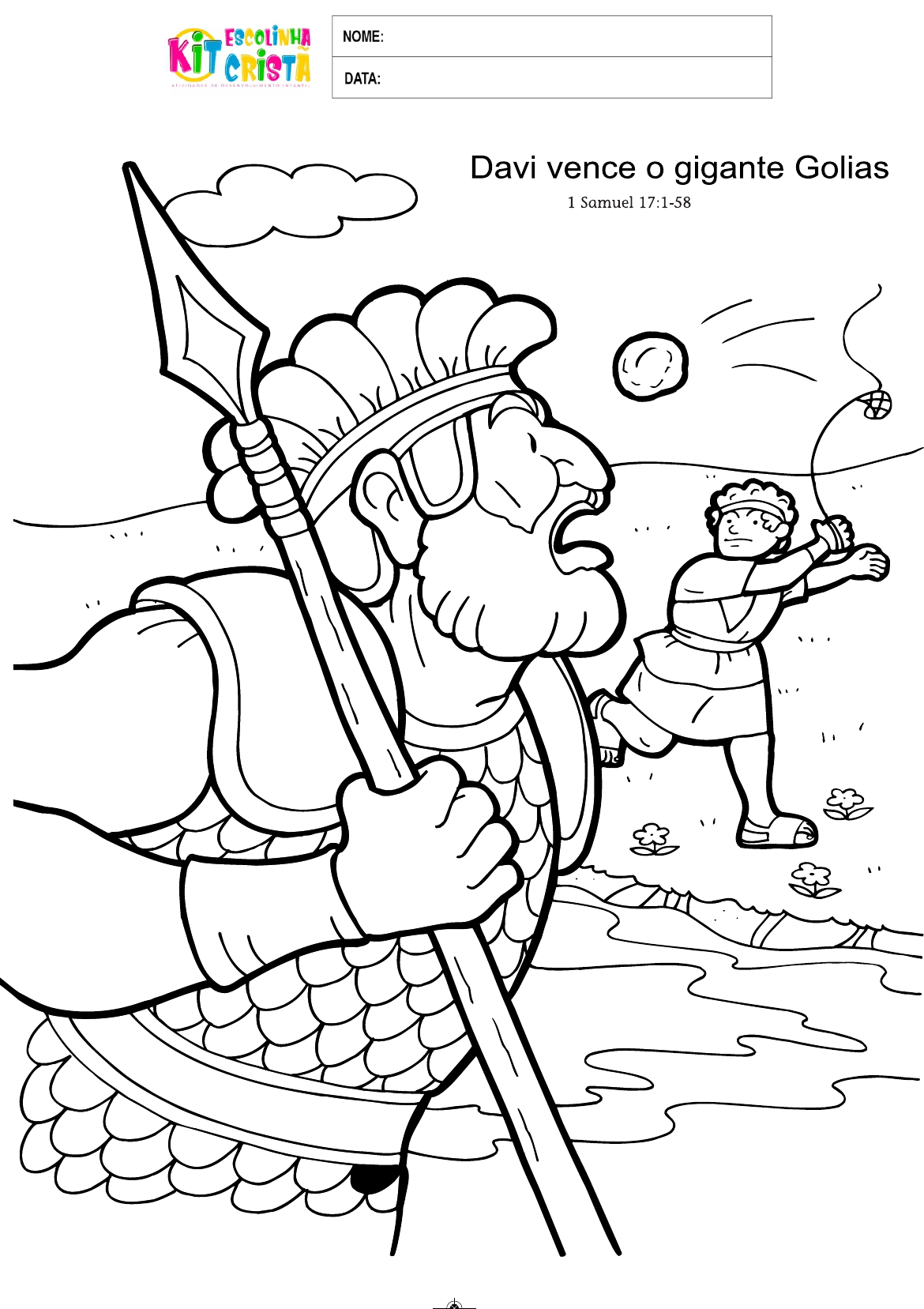 Desenhos De Davi E Golias Para Colorir Davi E Golias Lição Da