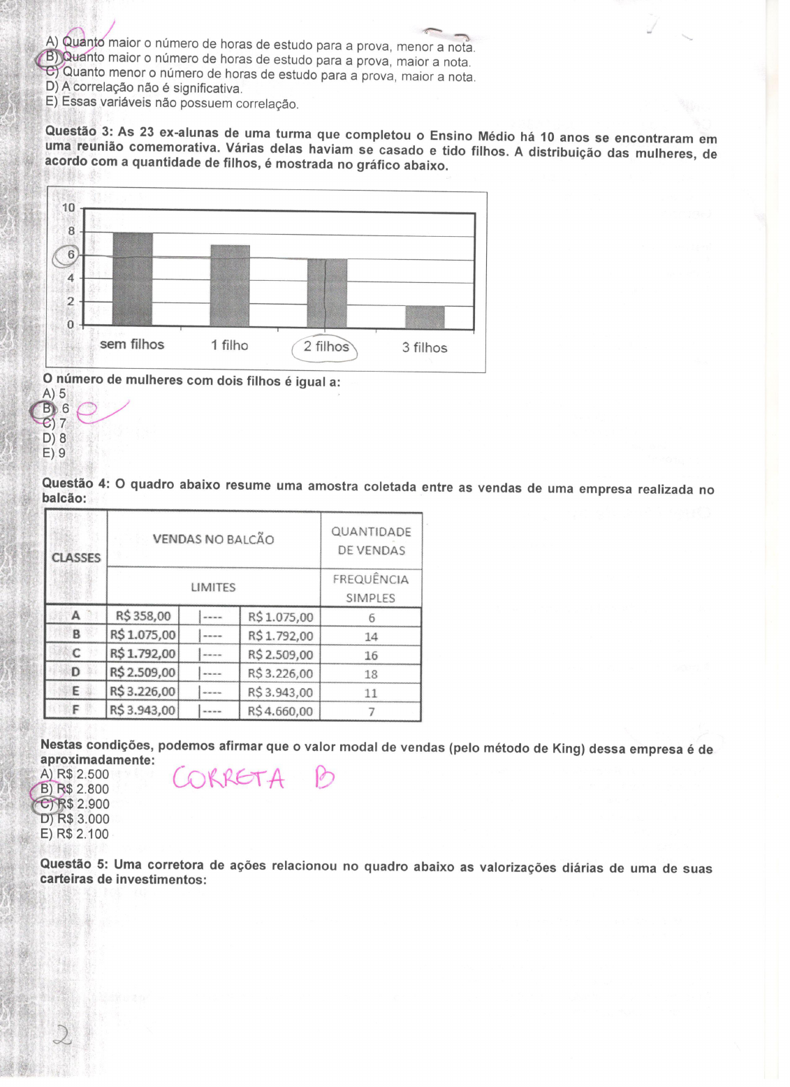 Prova Estatística UNIP 2019 - Estatística Unip