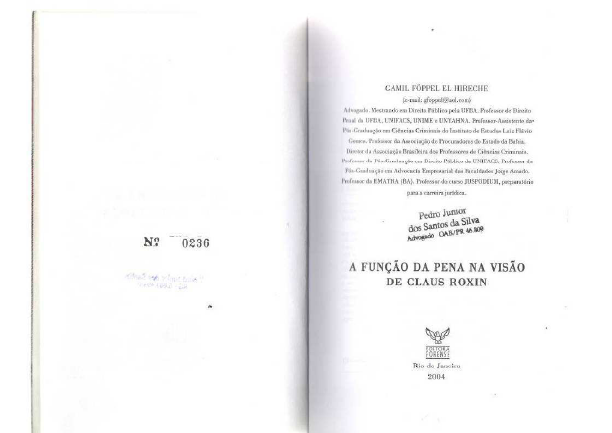 A função da pena na visão de Claus Roxin - Direito Penal II