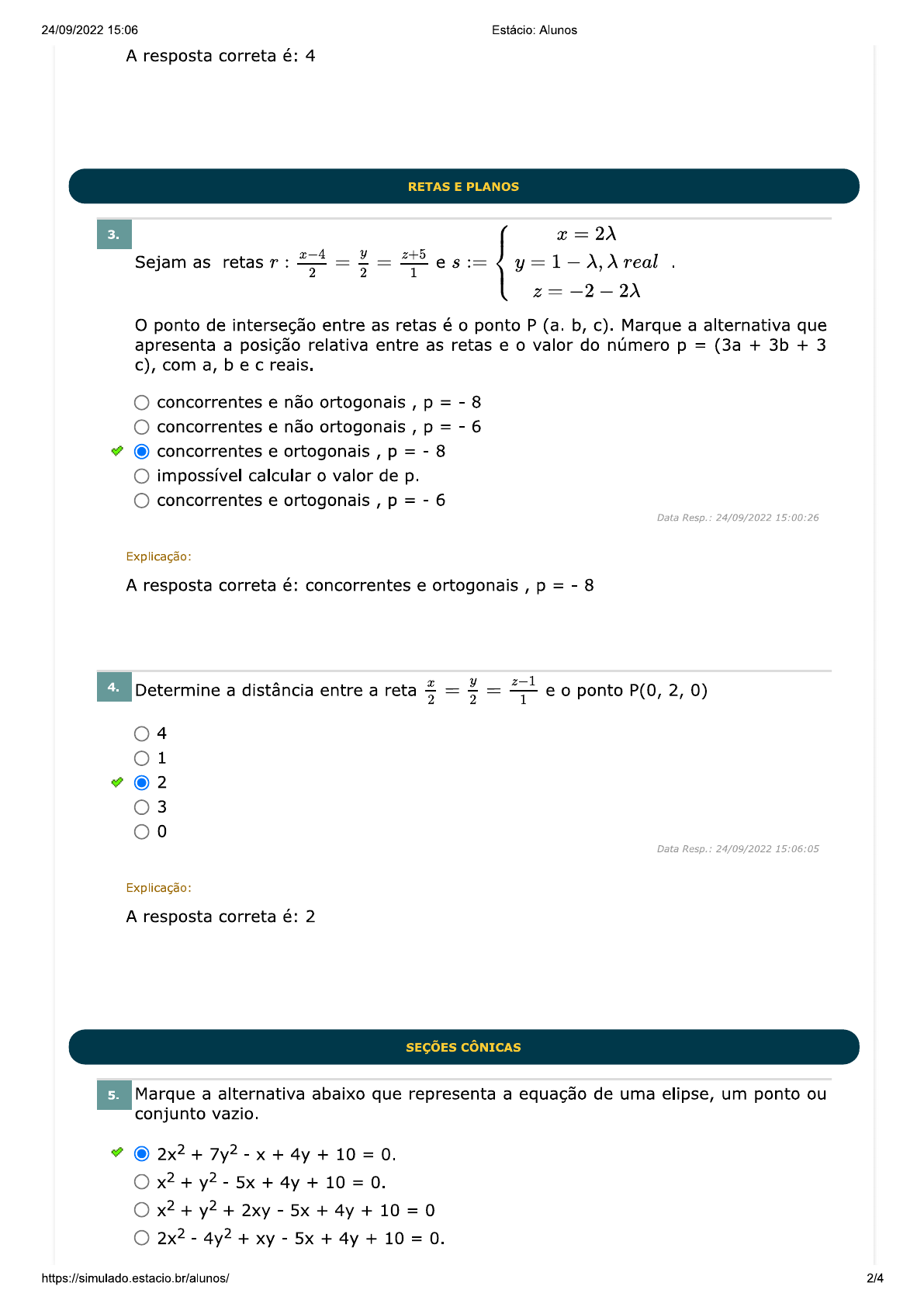 Teste de conhecimento - GEOMETRIA ANALÍTICA E ÁLGEBRA LINEAR ... Teste de conhecimento - GEOMETRIA ANALÍTICA E ÁLGEBRA LINEAR ...