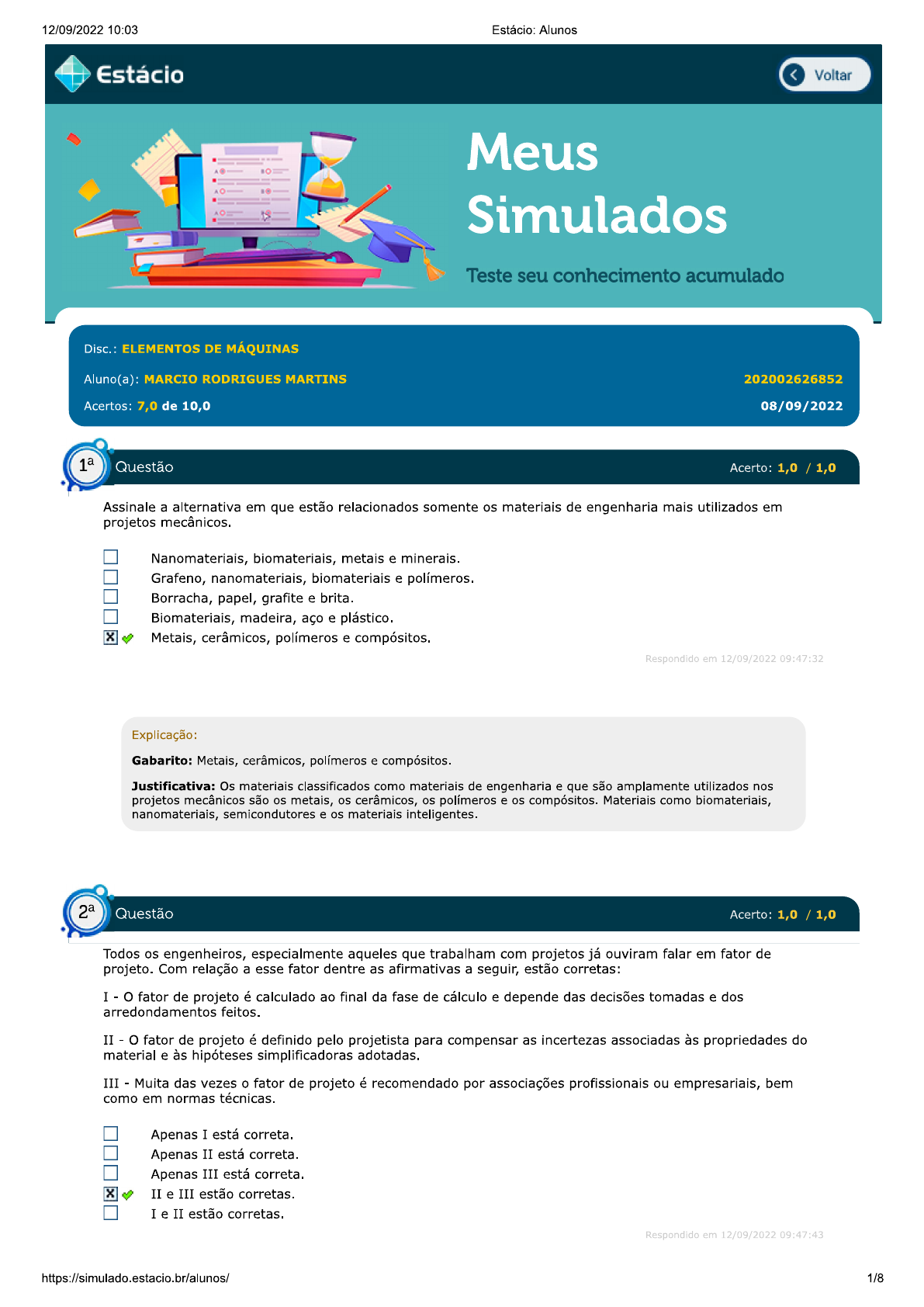 SIMULADO ELEMENTO DE MAQUINA - Elemento de Máquinas