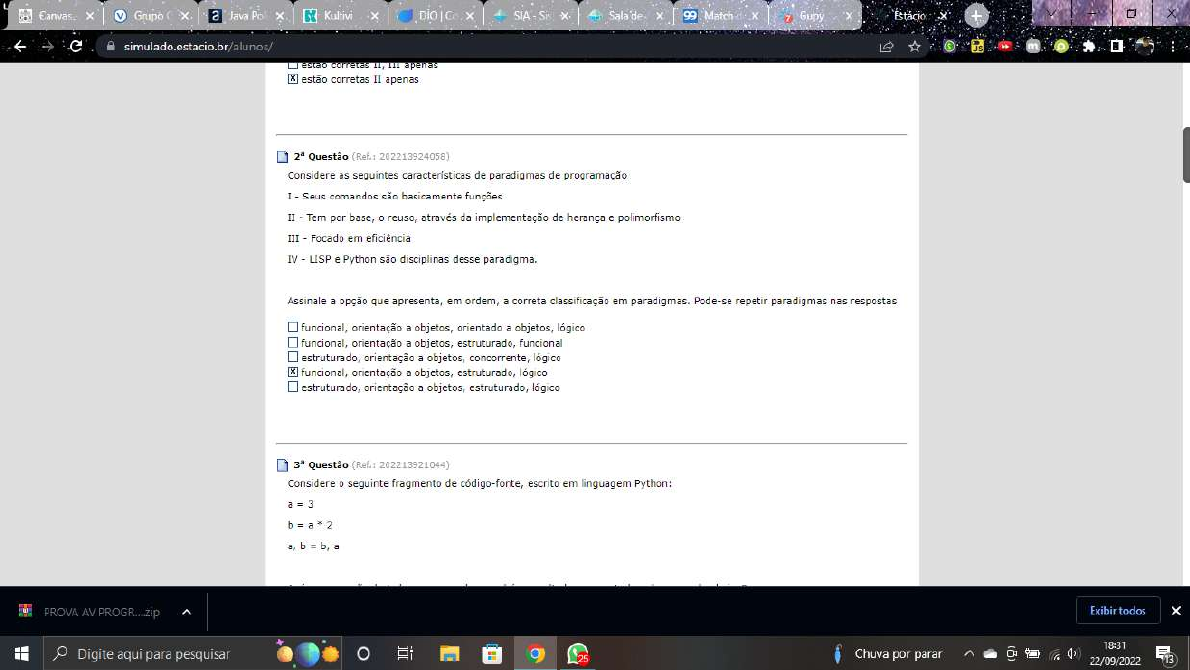 Paradigmas de Linguagem de Programação Python - Prova - Paradigmas de ...