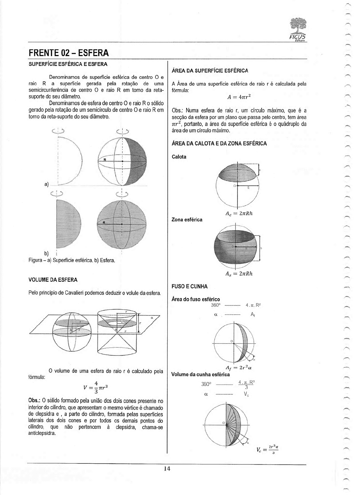 ESFERA volume e area - Matemática
