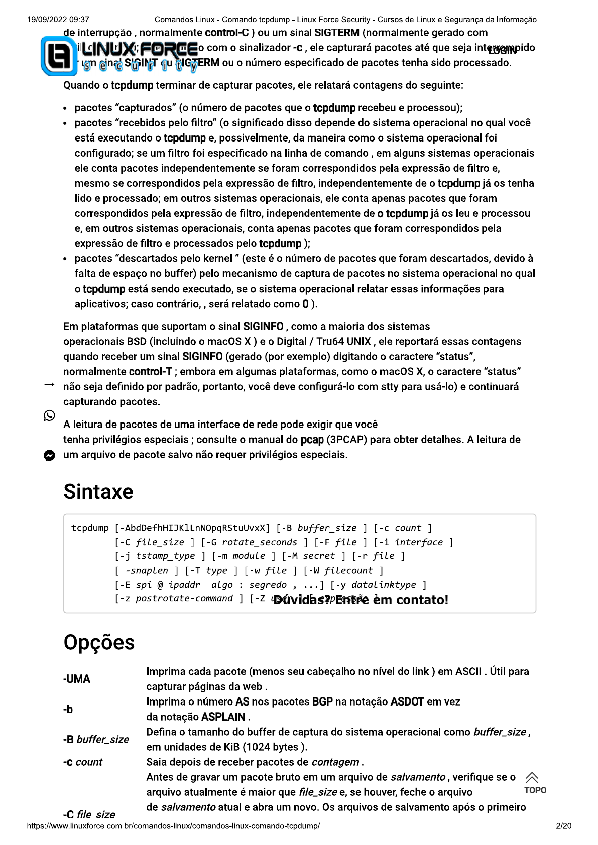Tcp Dump Redes De Computadores