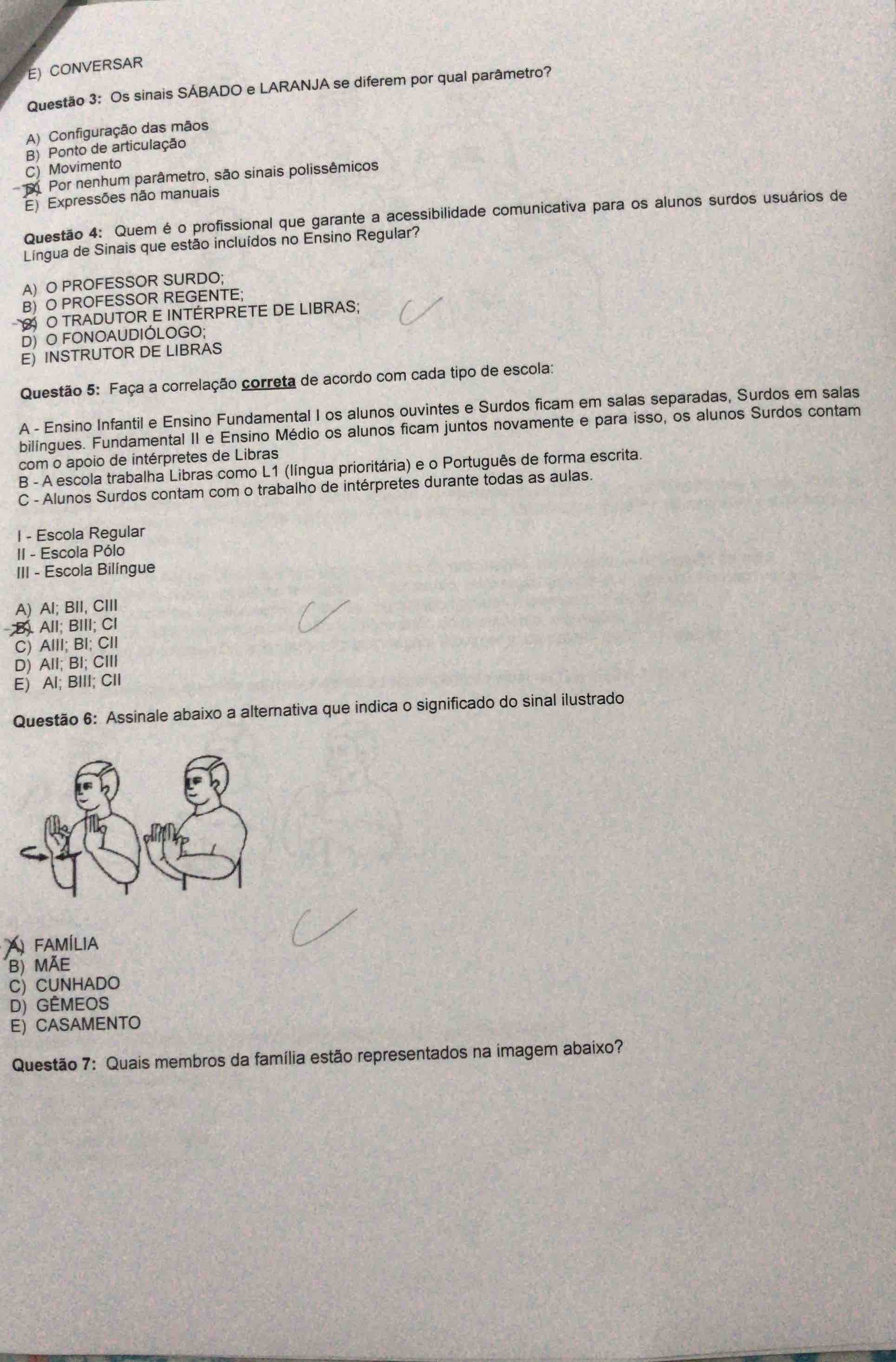 Prova presencial UNIP - Libras