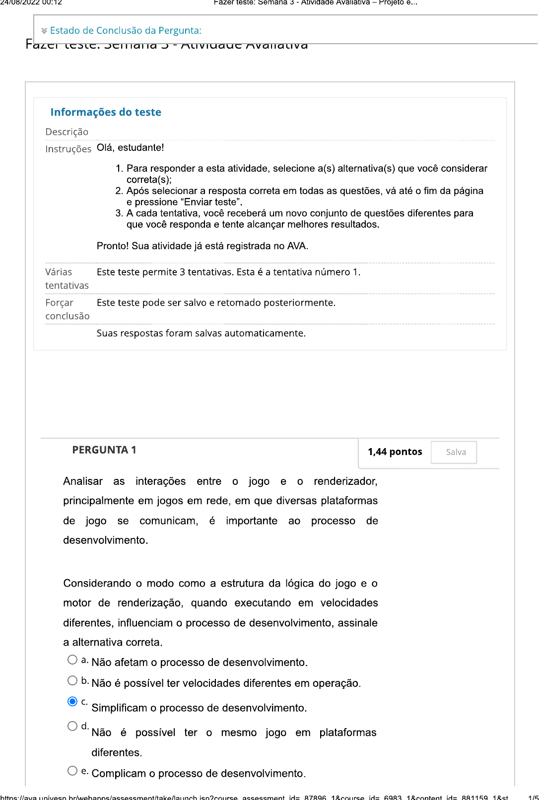Atividade Para Avaliação Programação De Jogos Semana 3 Univesp