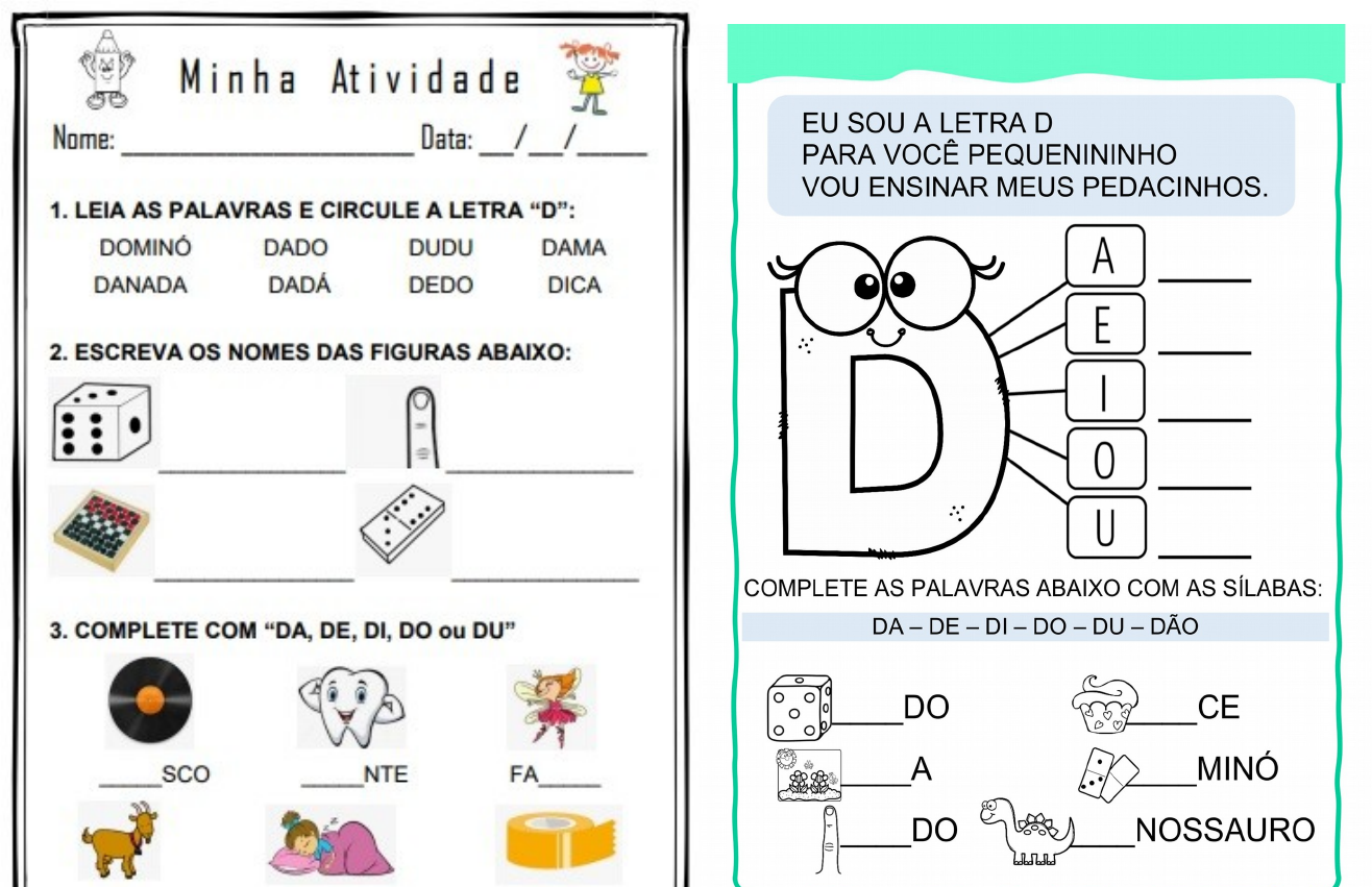 ATIVIDADE LETRA D - Pedagogia Letramento