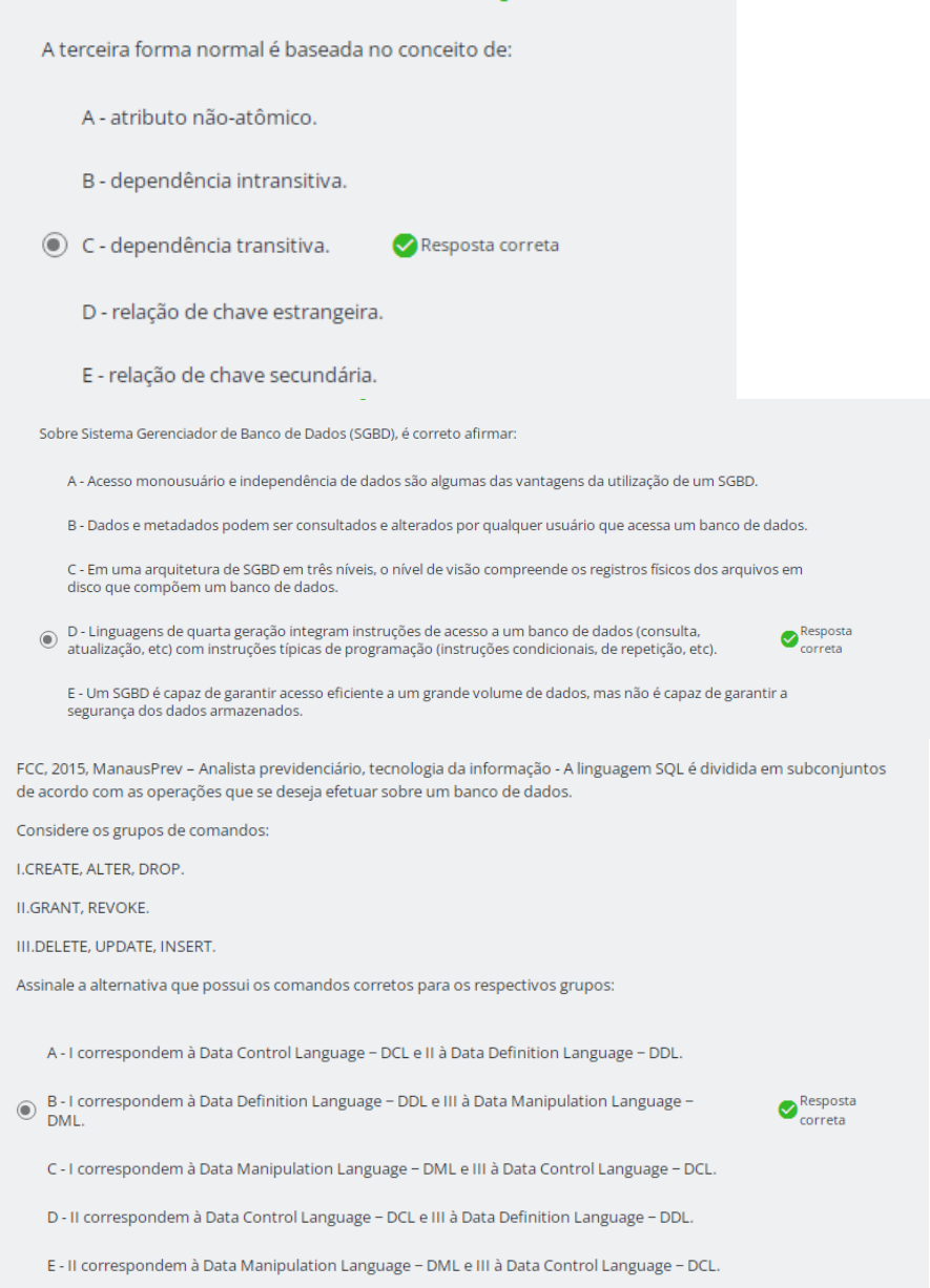 Prova gestão de bancos de dados - Fundamentos de Bancos de Dados