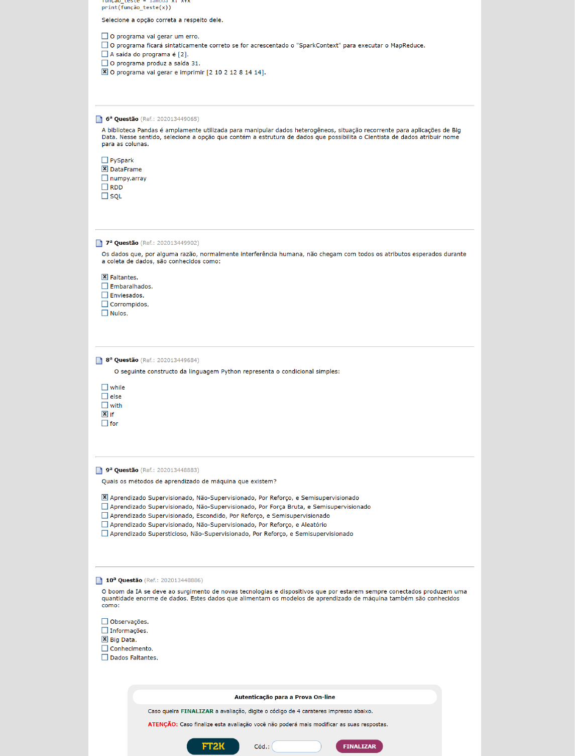 AV TOPICOS DE BIG DATA COM PYTHON NOTA 10 - Fundamentos e Projeto de ...