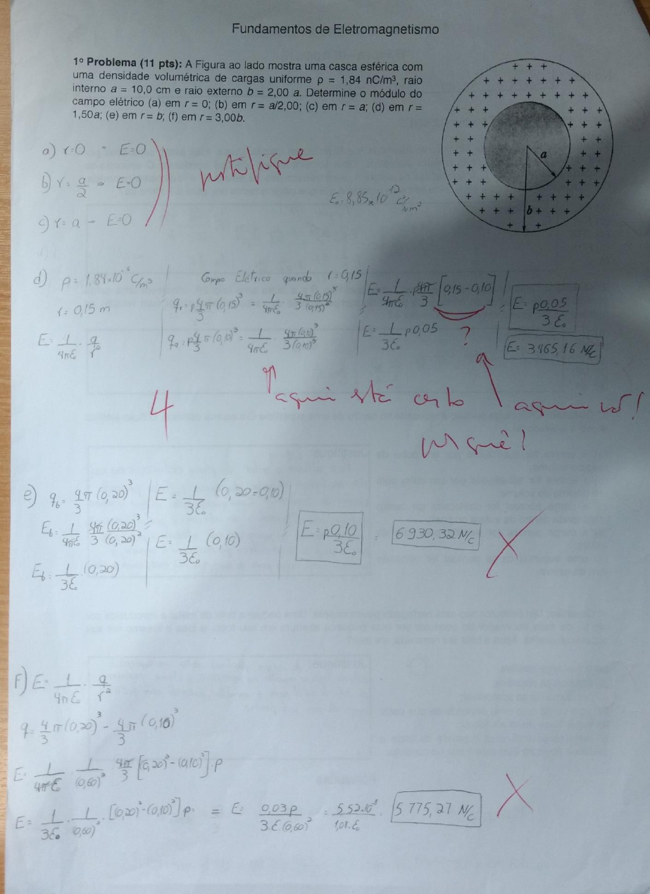 PROVA 1 ELETROMAG - Fundamentos de Eletromagnetismo