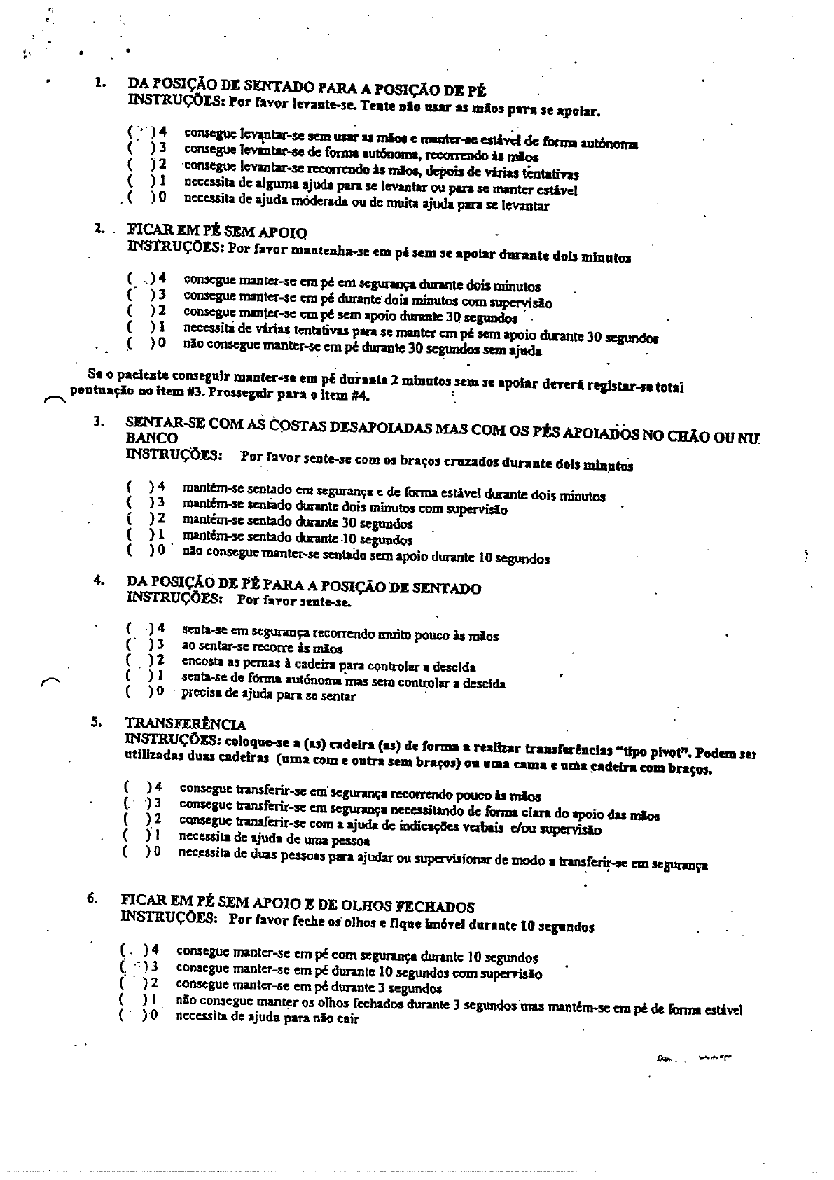 Escala de Berg - Fisioterapia