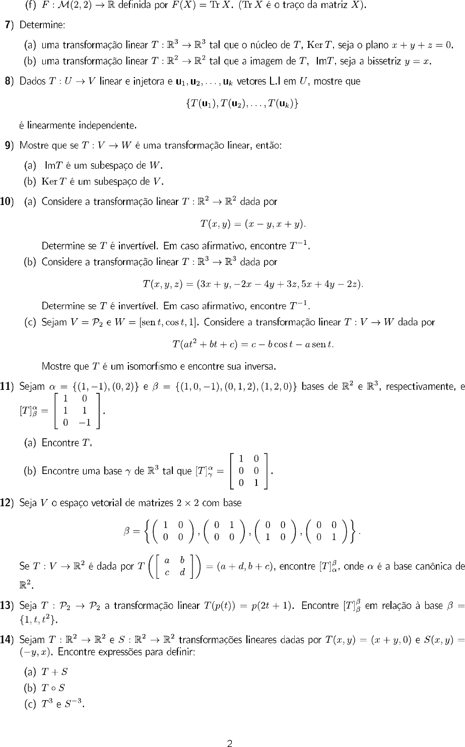 lista de exercício de álgebra Linear II - Álgebra Linear II lista de exercício de álgebra Linear II - Álgebra Linear II