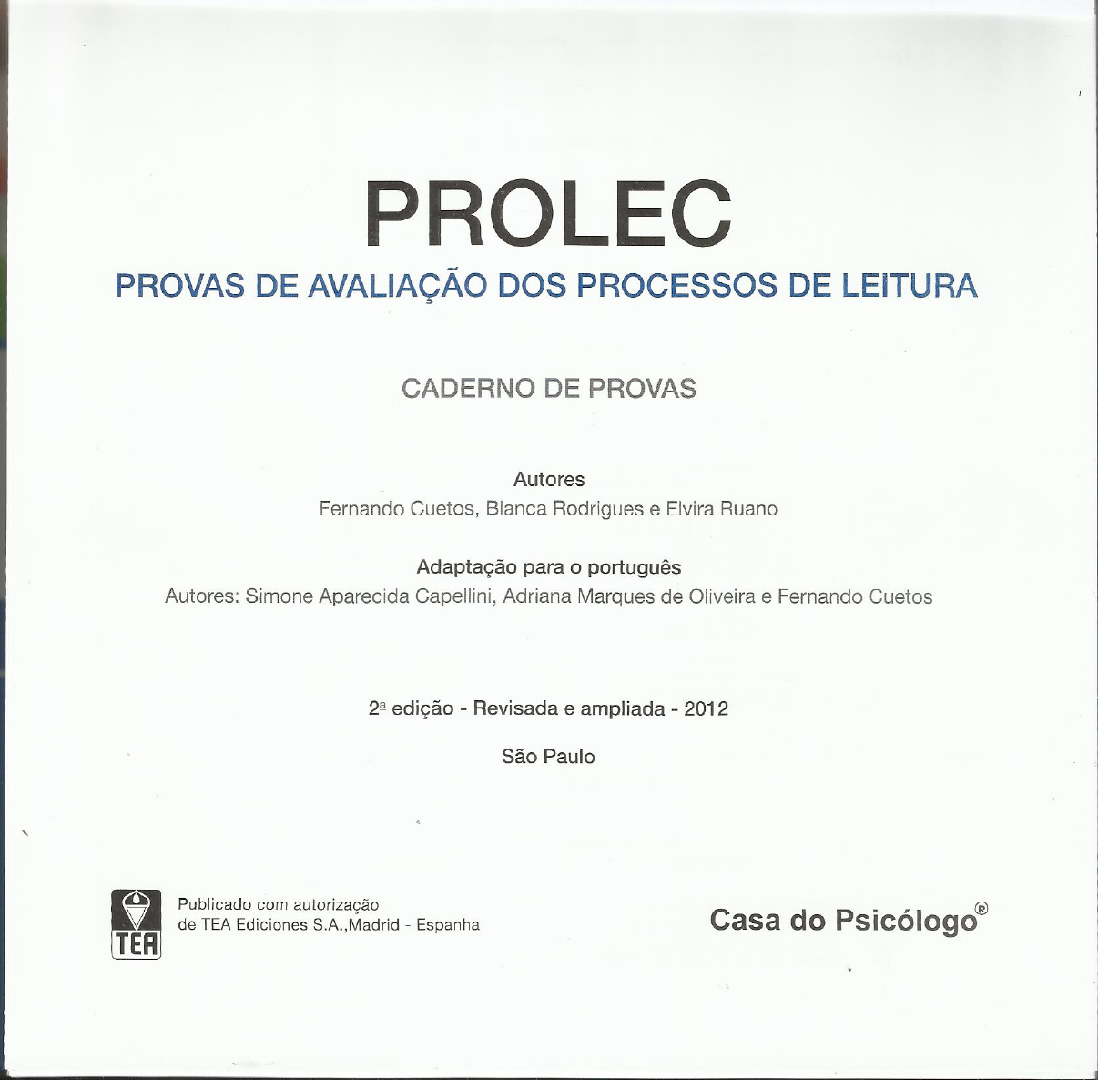 Prolec - Caderno de provas - Psicopedagogia