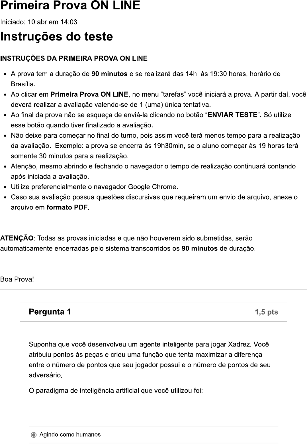 prova - Sistemas de Informação