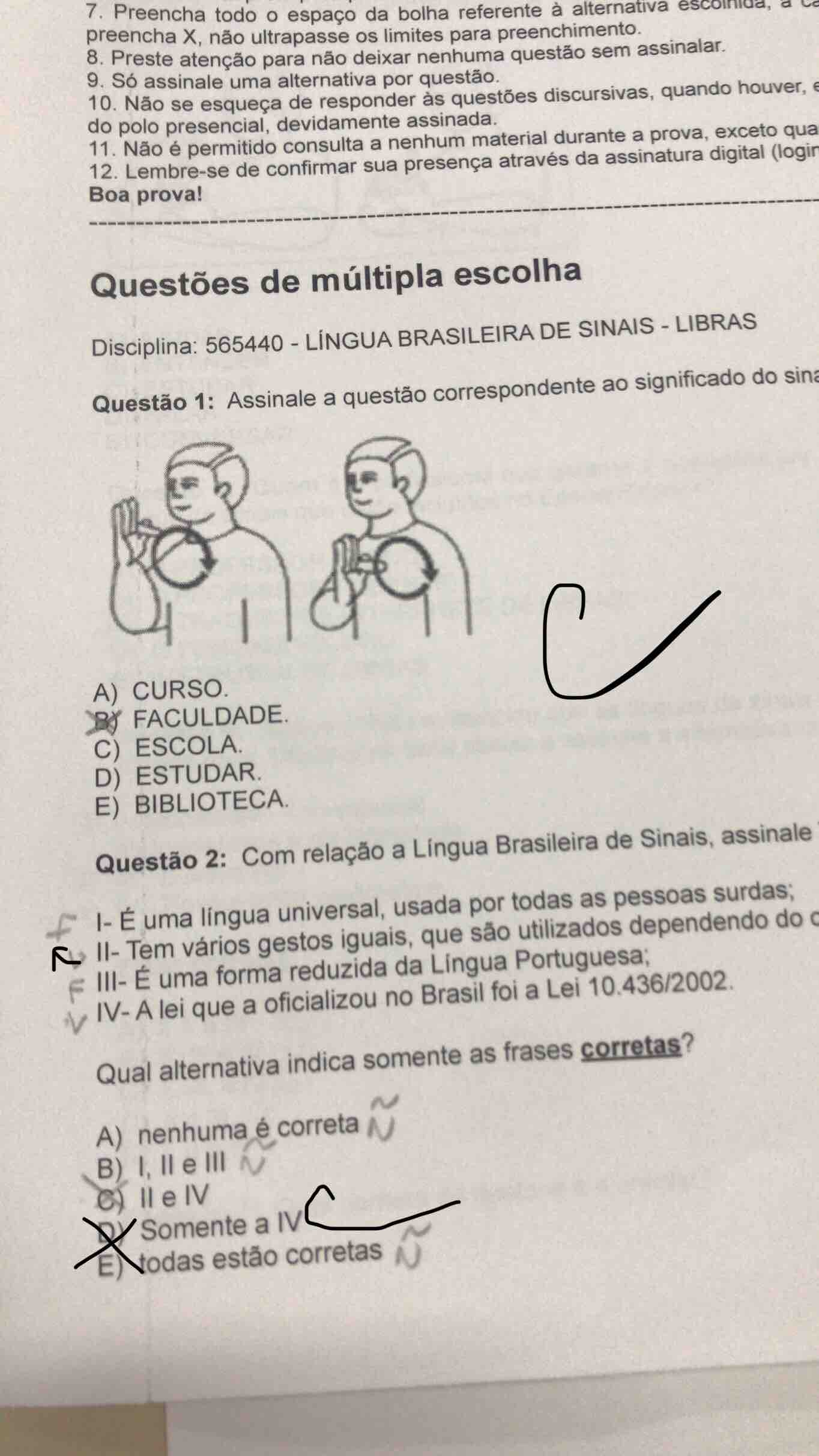 Prova De Libras Com Gabarito - ZULEDU
