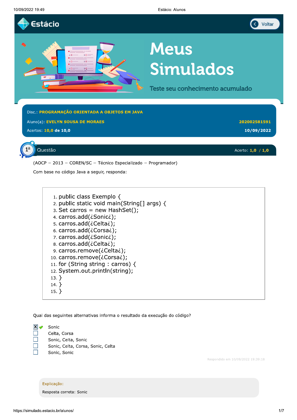 Simulado 2 ProgramaÇÃo Orientada A Objetos Em Java Programação