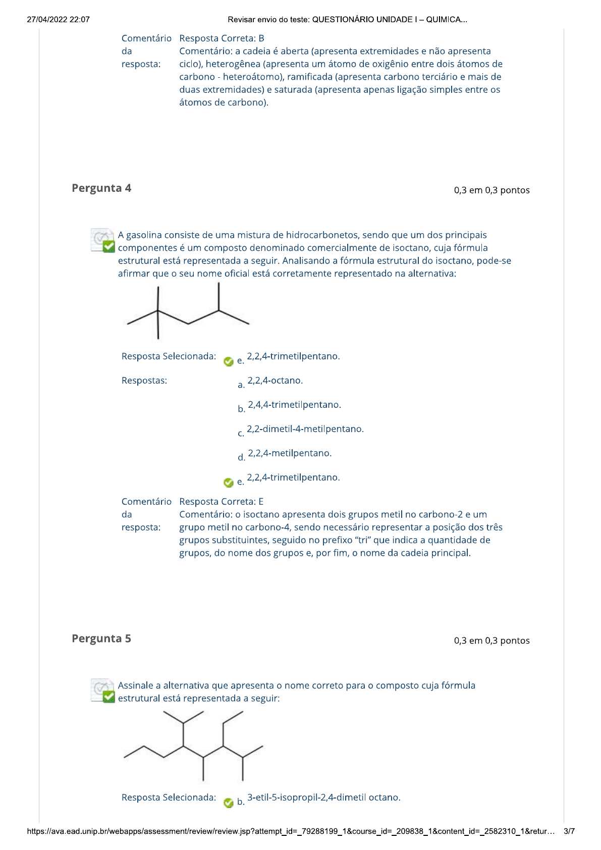Quimica Organica E Experimental Quest 1 Unip Quimica Organica Geral E