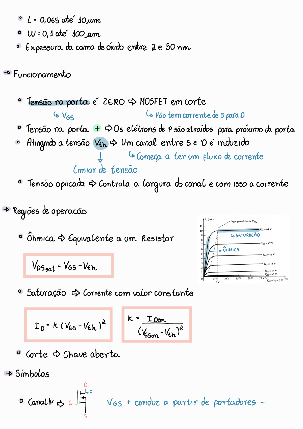 FET e MOSFET conceitos, fórmulas e amplificadores - Eletrônica I