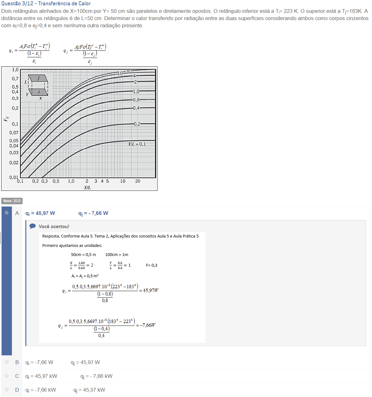 TRANSFERÊNCIA DE CALOR GABARITO PROVA OBJETIVA - Transferência de Calor TRANSFERÊNCIA DE CALOR GABARITO PROVA OBJETIVA - Transferência de Calor