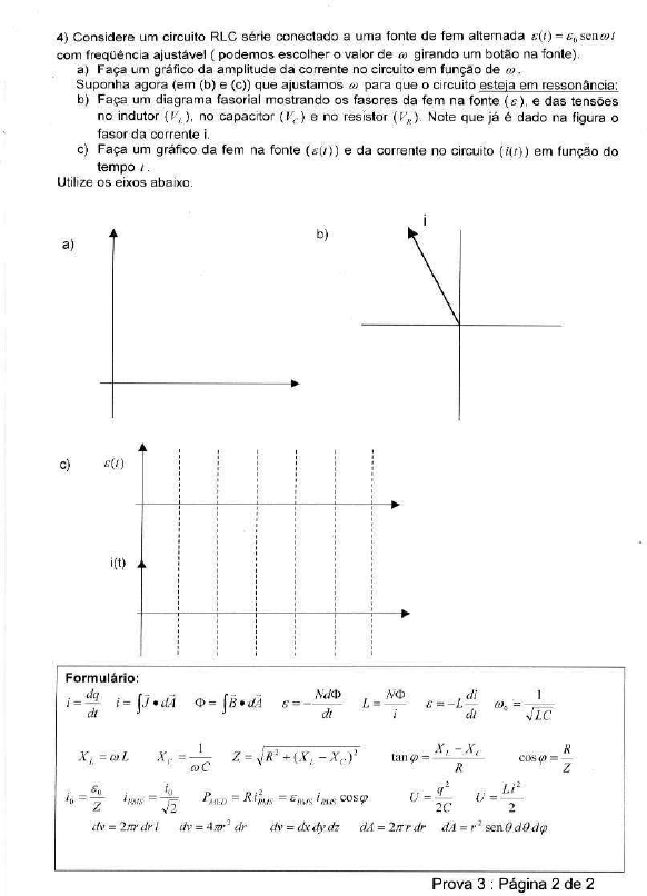 Prova 3 Física 203 ufv - Física