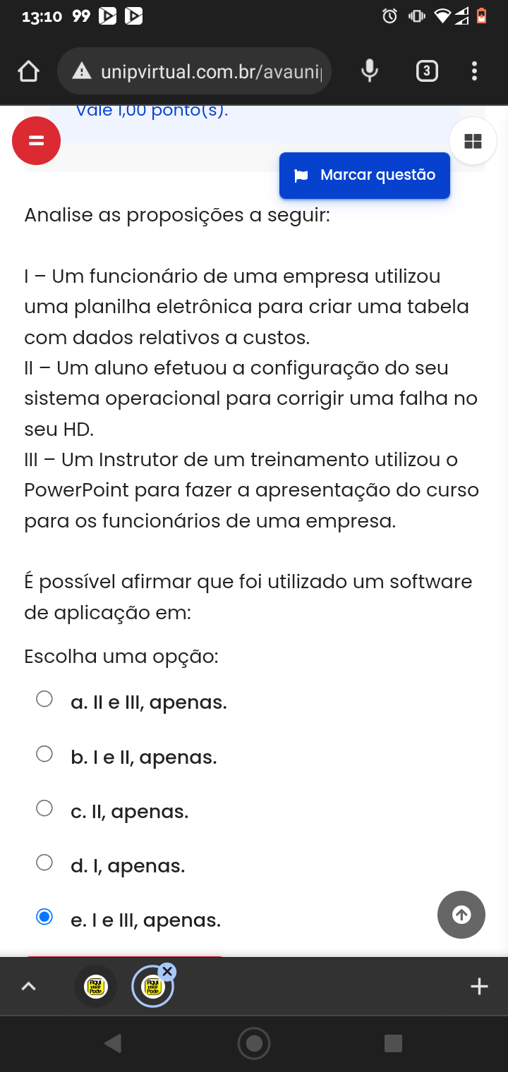 Prova técnicas de informática UNIP - Técnicas de Informática Prova técnicas de informática UNIP - Técnicas de Informática