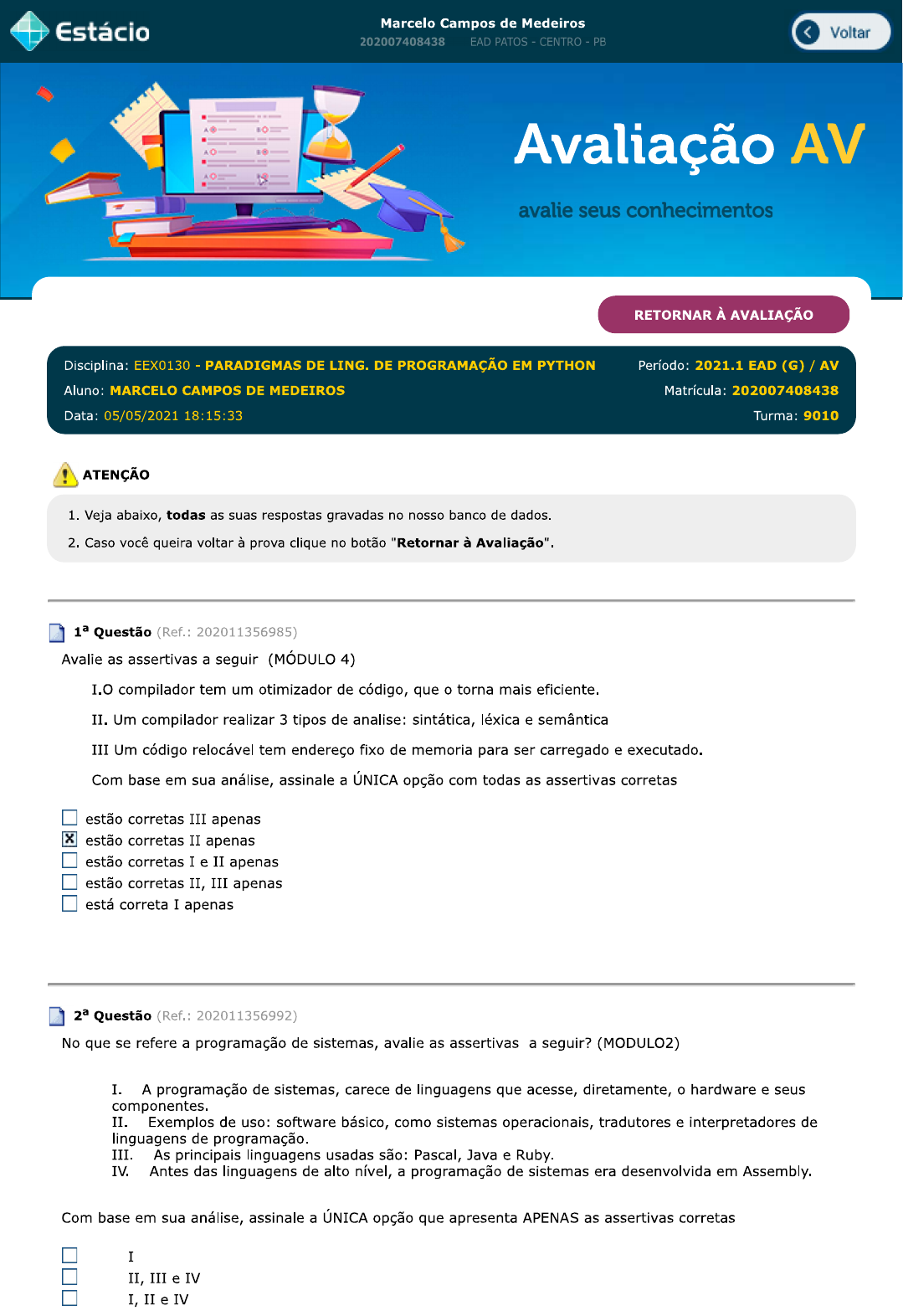 Prova Python Programação Python 8671