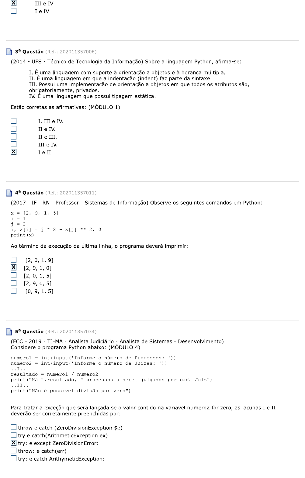 Prova Python Programação Python