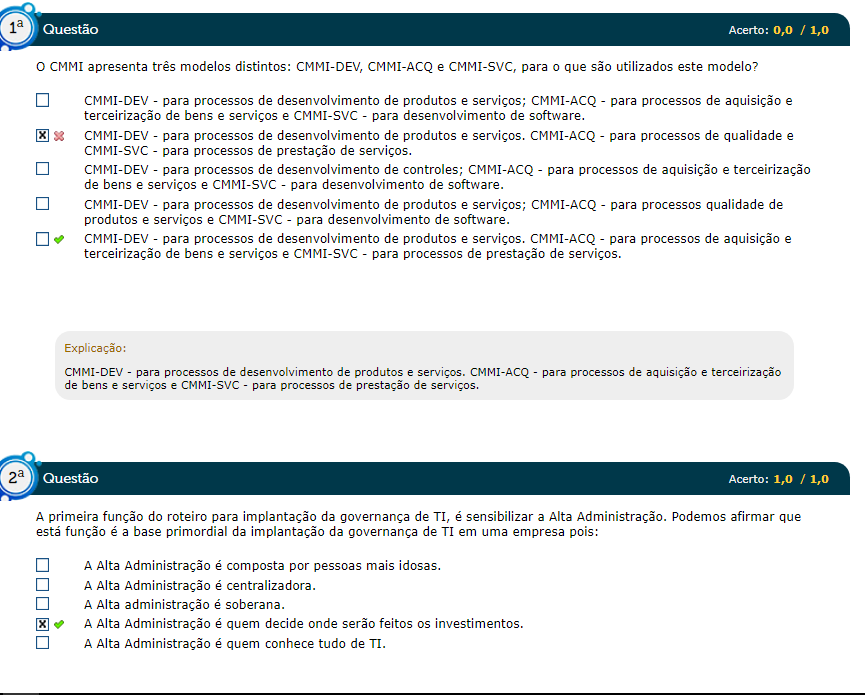 O CMMI apresenta três modelos distintos: CMMI-DEV, CMMI-ACQ e CMMI-SVC ...