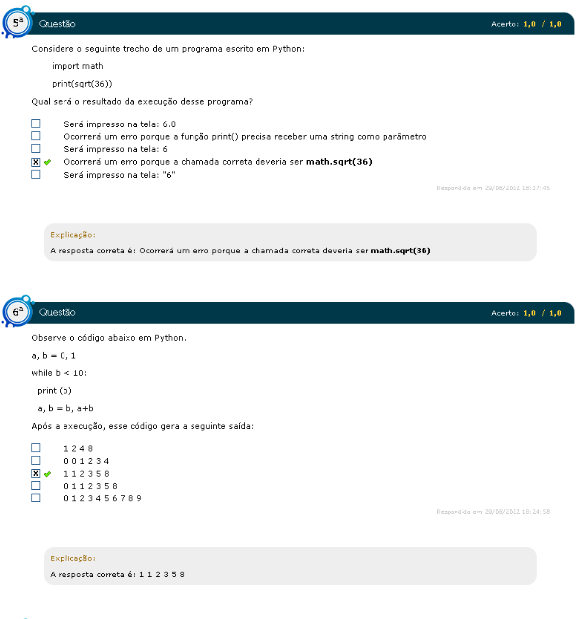 Simulado Estácio Paradigmas De Ling De ProgramaÇÃo Em Python Programação Python
